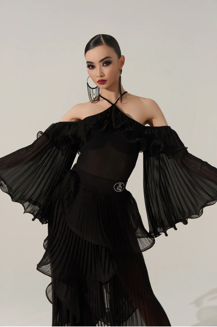 Fluttering Flared Sleeve Halter Leotard – Esther Dancewear